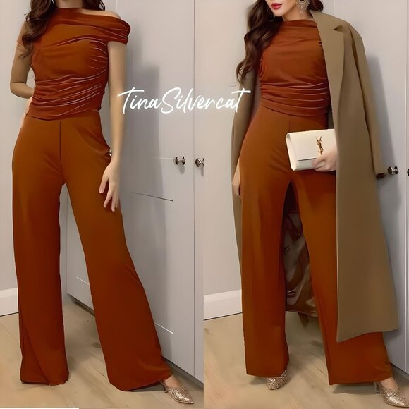 Zara | Pants & Jumpsuits | Bloggers Fave Zara 2 Piece Coord Pants And Top Set Terracotta Sz S ...